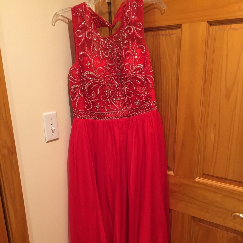 Ruby Red Beaded Prom Dress - Gem